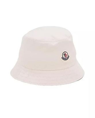 Moncler Caps & M&uuml;tzen - Cotton White Bucket Hat - Gr. S - in Creme - f&uuml;r Damen