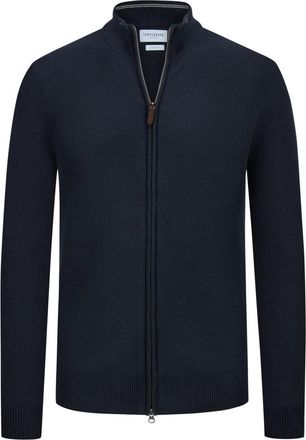 Tom Rusborg Strickjacke mit Stehkragen aus einem Baumwolle-Seide-Mix in