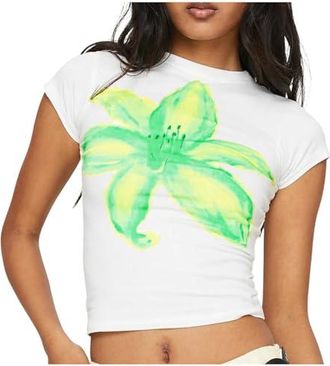 Generic T-shirt court pour femme Going Out Y2K amincissant tendance athl&eacute;tique d&eacute;contract&eacute; court d&eacute;t&eacute; graphique ample 2025 f&ecirc;te florale demi-chemises t-shirts