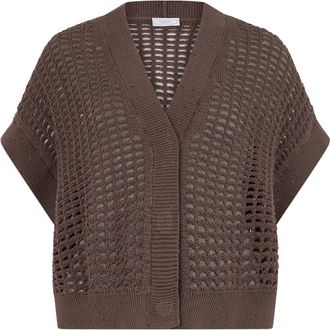 PESERICO Femme, Pulls, Brun, Taille: 44 FR Cardigan en maille ajour&eacute;e