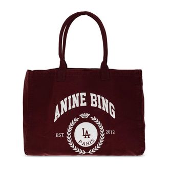 Anine Bing Leo Canvas Tote - - Bags - Damen - Rot - ONE SIZE