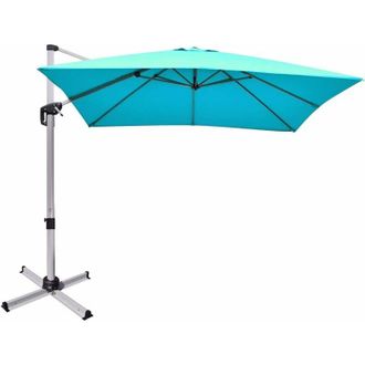 Costway Parasol D&eacute;port&eacute; 3x3M, Parasol de Jardin Carr&eacute; avec Base en Croix, Parasol Inclinable avec 5 Angles et Hauteurs R&eacute;glables Orange