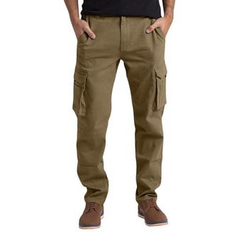 Generic Pantalon cargo classique en serg&eacute; serg&eacute; pour homme - Avec poches - Cordon de serrage - Pantalon de travail - Baggy - Couleur unie - Avec poches - Cord
