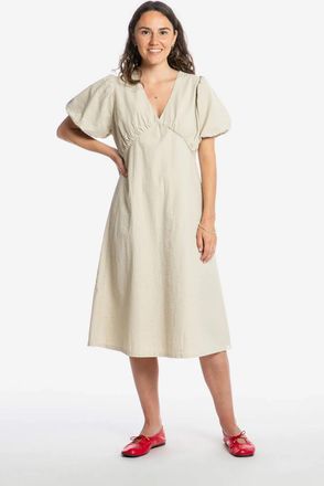 Matona Damen vegan Kleid V-Ausschnitt Sand