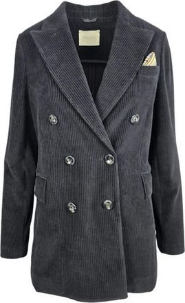 Circolo 1901 Femme, Vestes, Noir, Taille: 36 FR Veste Noire en Velours Côtelé à Double Boutonnage