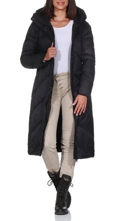 Hailys Damen Steppmantel gesteppter Winterparka knielang Ro44salina COF-PO2311051 Black XL
