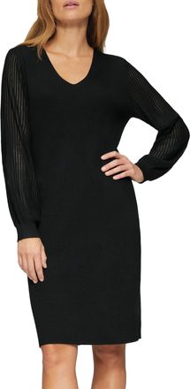 s.Oliver Black Label Damen 2156042 Strickkleid mit semitransparenten &Auml;rmeln, 9999, 36