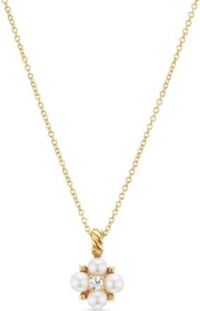 David Yurman 18kt Petite Modern Renaissance Gelbgoldhalskette mit Diamanten (1,1mm)