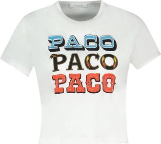 Paco Rabanne Paco T-Shirt mit Print - - Tops - Damen - Wei&szlig; - M