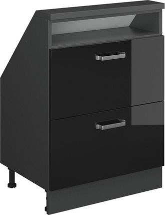 Vicco Meuble de rangement sous pente Rion, Noir brillant/Anthracite, avec 2 tiroirs, Vicco