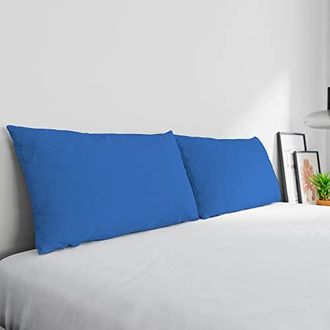 Italian Bed Linen Paar Kissenbez&uuml;ge Max Color 100% Baumwolle, Made in Italy, Gr&ouml;&szlig;e Kissenbezug 50 x 80 cm mit Innenklappe, einfarbig - Blau Royal