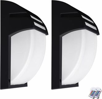 ETC Shop Ensemble de 2 appliques murales, lampe dext&eacute;rieur de balcon t&eacute;l&eacute;command&eacute;e, dimmable dans un ensemble comprenant des lampes LED RVB