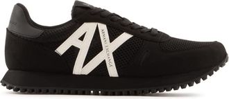 A|X Armani Exchange 169 Male Openwork Side, Contrast Logo, Microsuede Inserts Sneaker Black 44