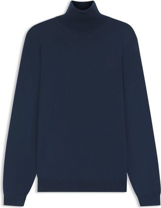 BOSS Herren Musso-P Slim-Fit Rollkragenpullover aus extrafeiner Merinowolle Hellblau L