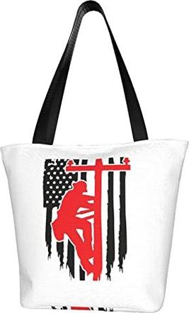 AOOEDM Sac fourre-tout Lineman Usa Flag Sacs &agrave; provisions Petit sac de march&eacute; r&eacute;utilisable Sacs fourre-tout de plage Sacs de voyage