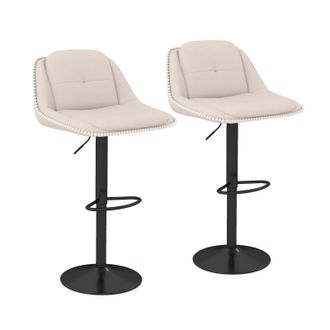 Giantex Barhocker 2er Set, Barstuhl H&ouml;henverstellbar & 360&deg; Drehbar, K&uuml;chenhocker ergonomisch mit Fu&szlig;st&uuml;tze & R&uuml;ckenlehne, Drehstuhl K&uuml;chenstuhl mit gepolster