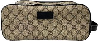 Gucci unisex, Pre-owned, Beige, Taille: ONE Size Pre-owned GG Supreme Leather Clutch Bag