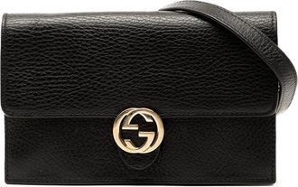 Gucci Hobo Bags - Leather Interlocking G Dollar Wallet on Chain - Gr. unisize - in Schwarz - f&uuml;r Damen