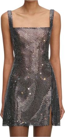 Self Portrait Femme, Robes, Gris, Taille: 34 FR Rhinestone Dress