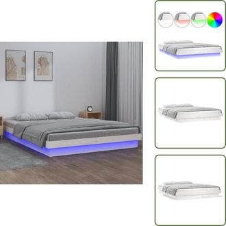 vidaXL The Living Store - Massivholzbett mit LEDs Wei&szlig; 120x190 cm - Holzbetten - Massivholzbette - Kiefernbett - LED-Betten - Schlafzimmereinrichtung