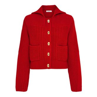 Ferragamo Woll-Kaschmir-Strickjacke - - Knitwear - Damen - Rot - M