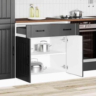 vidaXL vidaXL Armoire de cuisine Lucca noir bois ding&eacute;nierie