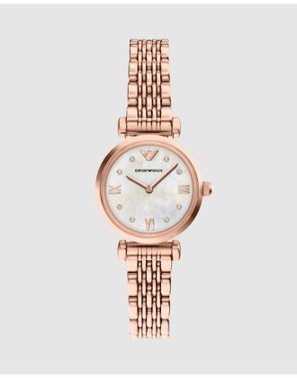 Emporio Armani Uhr mit zwei Zeigern aus ros&eacute;goldfarbenem Edelstahl in Ros&eacute;gold