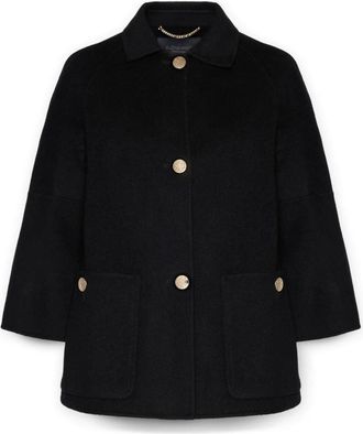 Elena Miro Femme, Manteaux, Noir, Taille: 46 FR Caban en tissu double