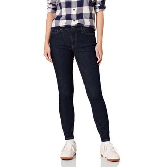 Amazon Essentials Damen Elastische Skinny-Jeans Mittelhoher Bund - Auslaufmodell, Schwarze Sp&uuml;lung, 36 Kurz