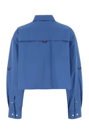 Miu Miu Womens Cerulean Poplin Oversize Shirt Pervinca Exterior: Cotton Camicie