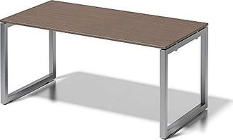 Bisley Cito Schreibtisch, 740 mm höhenfixes O-Gestell, Metall, Wn355 Dekor Nußbaum, Gestell Silber, 80 x 160 x 85 cm