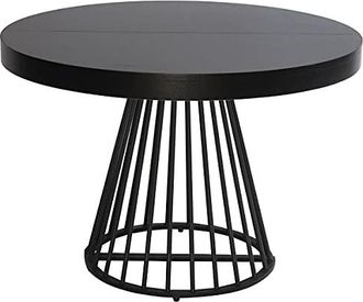 Menzzo Grivery Runder Ausziehtisch mit schwarzen Beinen, Schwarz