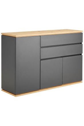 Xora Sideboard, Graphit, Eiche Artisan, Holzwerkstoff, 3 Fächer, 2 Schubladen, 139x93x42 cm, Typenauswahl, Beimöbel erhältlich, stehend