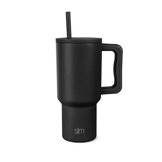 Simple Modern Thermobecher mit Strohhalm und Griff | Isolierter Edelstahl-Trinkbecher Eiskaffee-Reisebecher | Geschenke f&uuml;r Frauen und M&auml;nner | Trek | 890ml | Midni