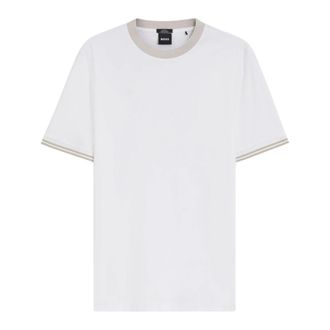 HUGO BOSS Slim-Fit T-Shirt aus merzerisierter Baumwolle mit Kontrast - - Tops - Herren - Wei&szlig; - S