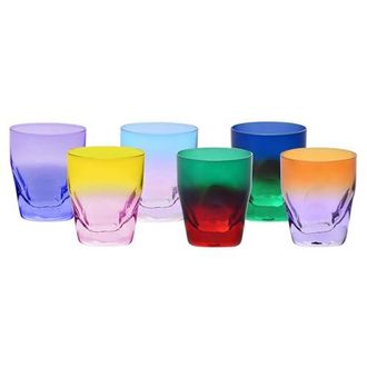Krosno Whisky-, Drink- und Cocktailgl&auml;ser 260 ml - Set mit 6 Gl&auml;sern in 6 einzigartigen Farben - Aurora-Kollektion - Bleifreier Kristall - Handbemalt