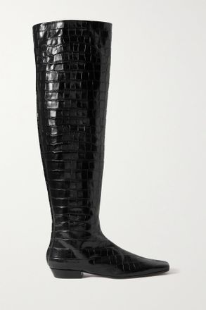 Toteme Cuissardes En Cuir Effet Croco - Noir
