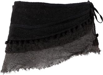 Guru Shop Guru-Boutique, Cacheur de Goa Avec Dentelle, Mini Jupe, Ceinture de Jupe Portefeuille, Noir, Ducoton, Size:L (42), Jupes/courts