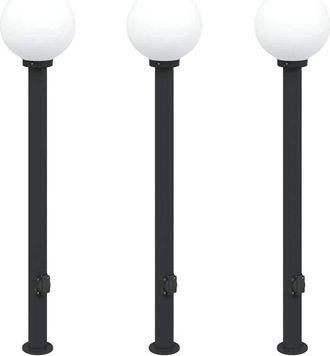 vidaXL Pollerleuchten mit Steckdose 3 Stk. 120 cm Schwarz IP44 vidaXL