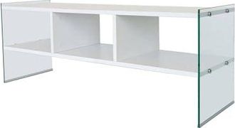 Dmora TV-Schrank Algorab 120x35x45 cm Wei&szlig; 2 Regale 3 F&auml;cher