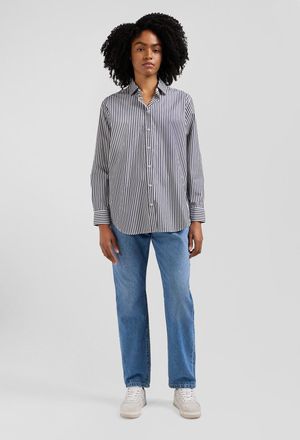 Eden Park Chemise Ray&eacute;e En Coton Marine Coupe Relaxed