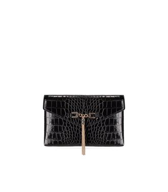 Elisabetta Franchi POCHETTE NOIRE IMPRIM&Eacute; CROCODILE AVEC GLAND ELISABETTA FRANCHI