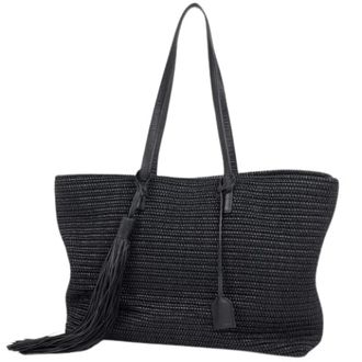 Saint Laurent Pre-owned Raffia Tote Bag - - Pre-owned - Damen - Schwarzk - ONE SIZE