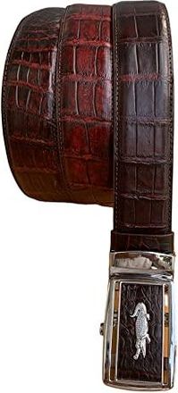 Generic V&eacute;ritable alligator brun brun cuir cornback ceinture pour hommes, v&eacute;ritable peau de crocodile dos os ceinture pour hommes, largeur de sangle 4 cm, mar