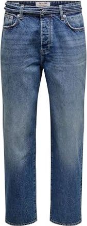 Only & Sons Onsfade Loose MB Belt 4953 Tai DNM, Denim Bleu m&eacute;dium, 36W / 34L Hommes