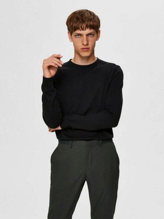 Selected Rundhalspullover SLHBERG CREW NECK NOOS Baumwolle, regular fit