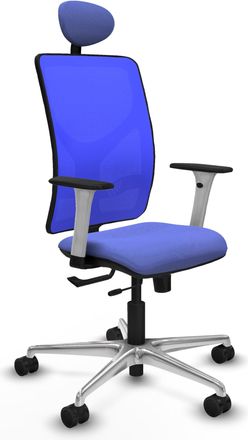 Piqueras y Crespo Computerstuhl mit wei&szlig;en und schwarzen Armlehnen, h&ouml;henverstellbare Lendenwirbelst&uuml;tze und festes Kopfteil, Blau/Hellblau