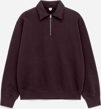 Arket Sweatshirt Aus Baumwolle Mit Kurzem Rei&szlig;verschluss -Rot