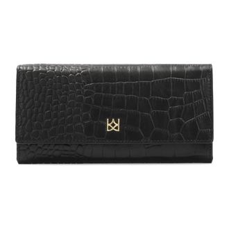 Kazar Schwarzes Portemonnaie aus gepr&auml;gtem Leder in rechteckiger Form - - Accessories - Damen - Schwarzk - ONE SIZE