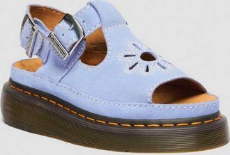 Dr. Martens Su&egrave;de Dunnet Flower Buttersoft Leder Sandalen in Blau, Gr&ouml;&szlig;e: 36